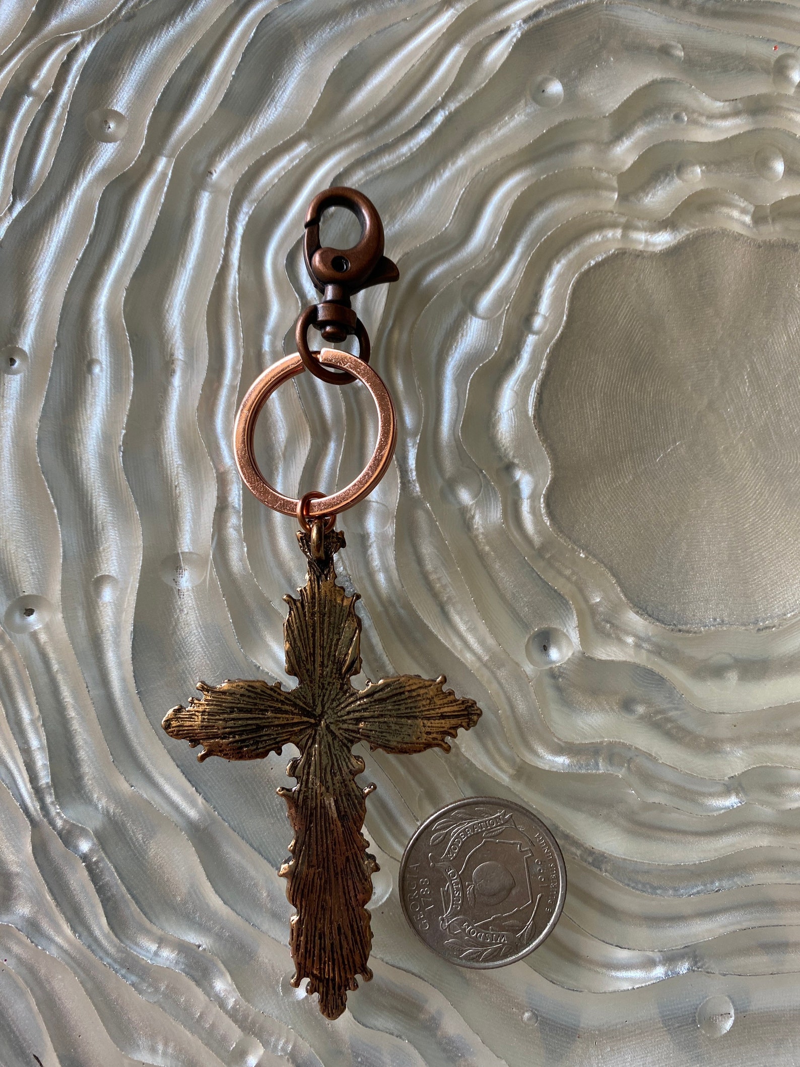 Ornate Rhinestone Cross keychain Ornate Keychain Devotion | Etsy