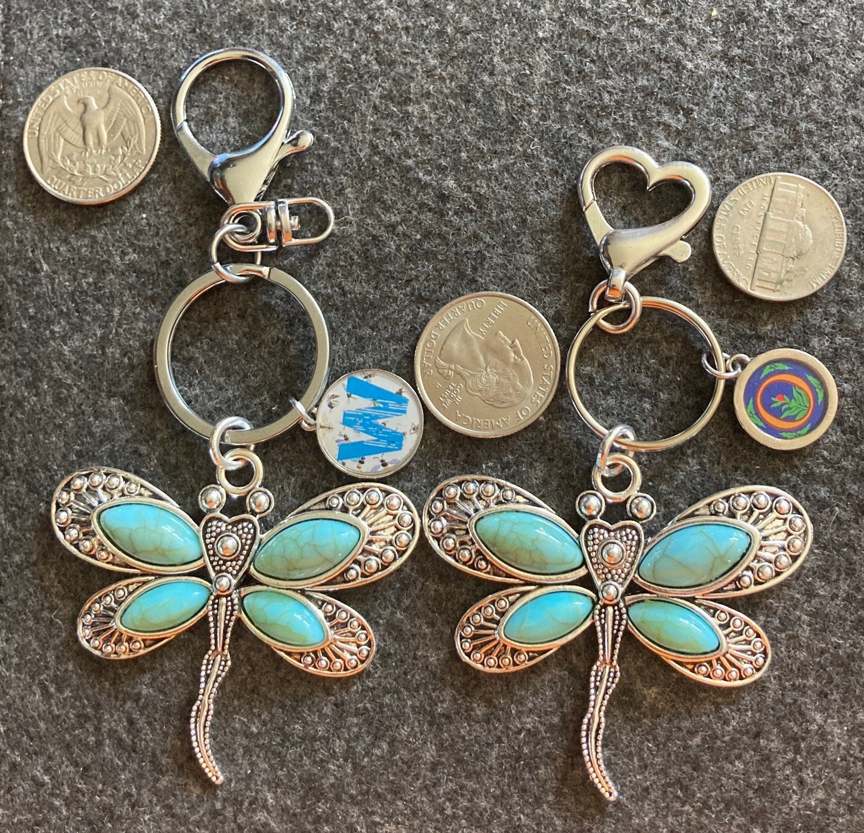 Silver and Blue Dragonfly Keychain Animal Keychain Insect - Etsy