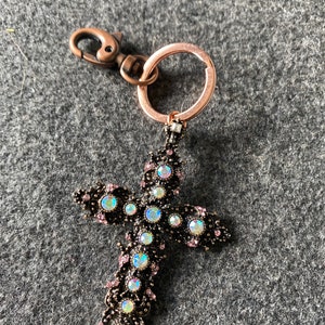 Ornate Rhinestone Cross Keychain, Ornate Keychain, Devotion Keychain ...