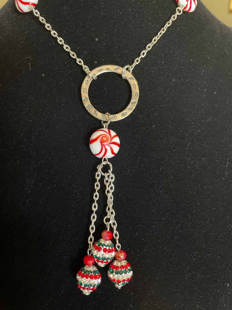 Candy Cane Necklace Holidays Necklace String Necklace Glass | Etsy