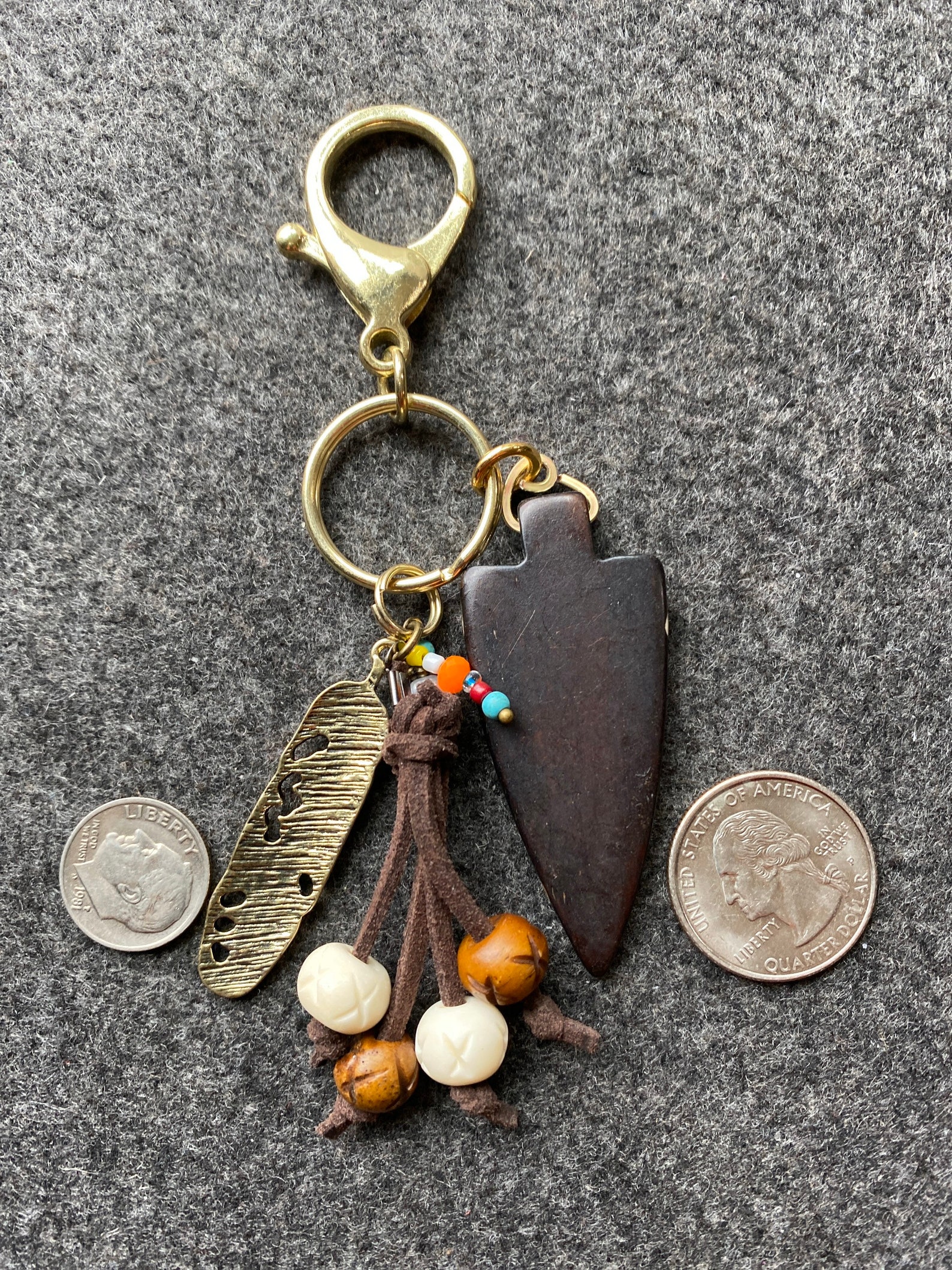 Bone Arrowhead Keychain Brown Arrowhead Keychain Native | Etsy