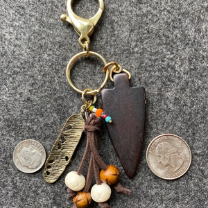 Bone Arrowhead Keychain, Brown Arrowhead Keychain, Native American ...