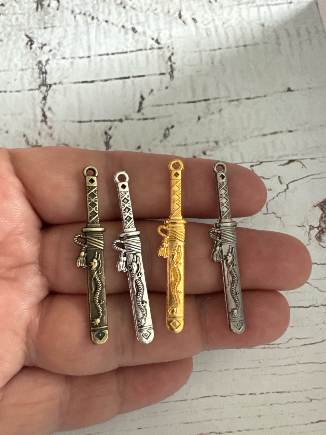Samurai Sword Pendant: Zinc Alloy Jewelry Charm (44x8mm) - Etsy