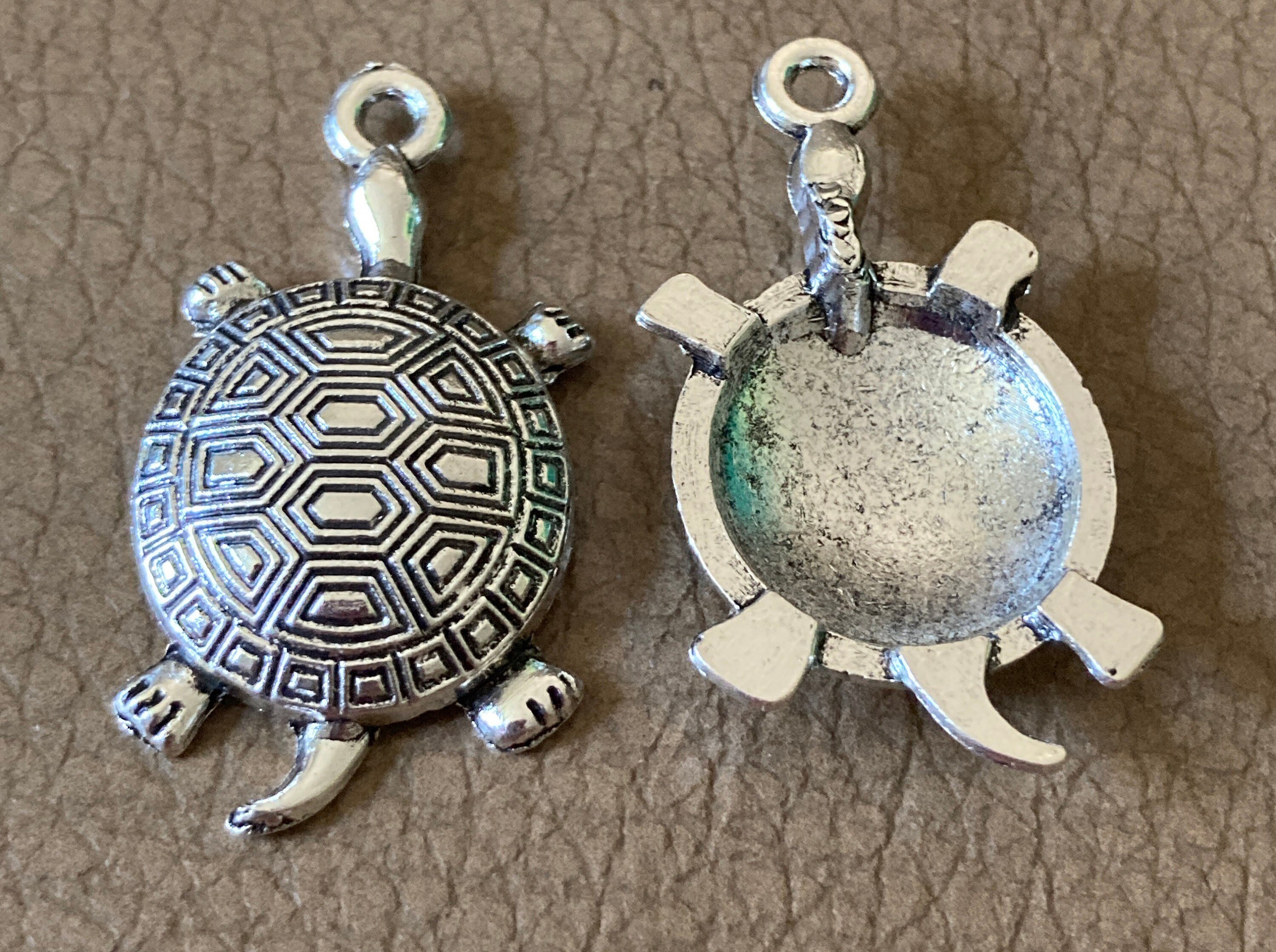 3 or 6 Tortoise charms Antique silver turtle sea Charm | Etsy