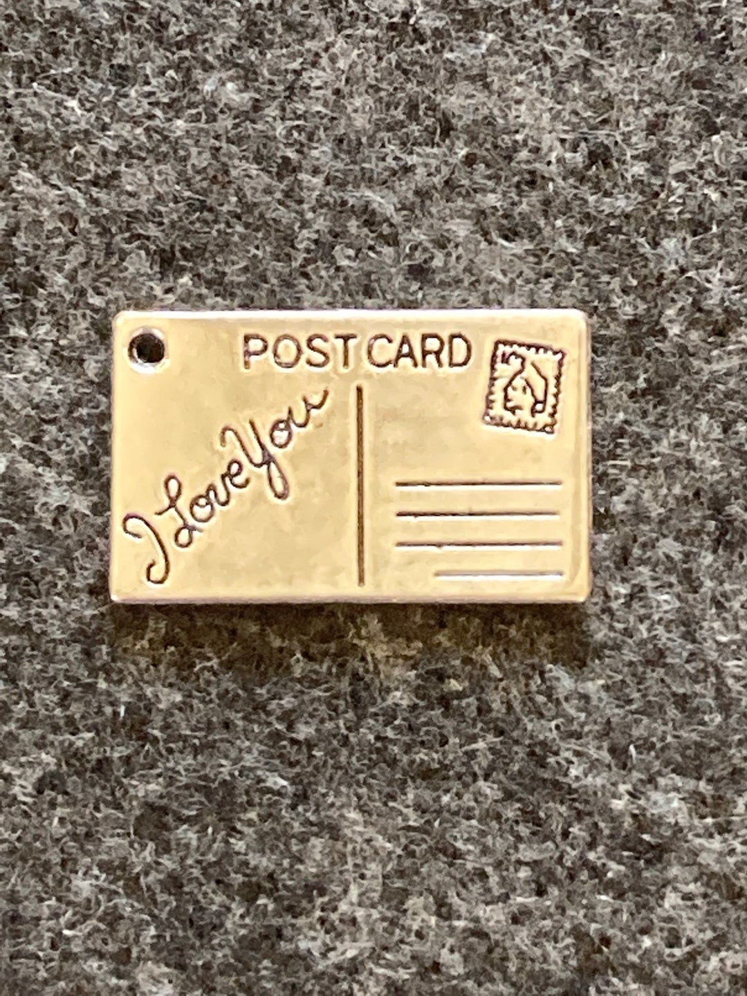 Silver Postcard I Love You, Antique Silver Postcard I Love You Charm ...