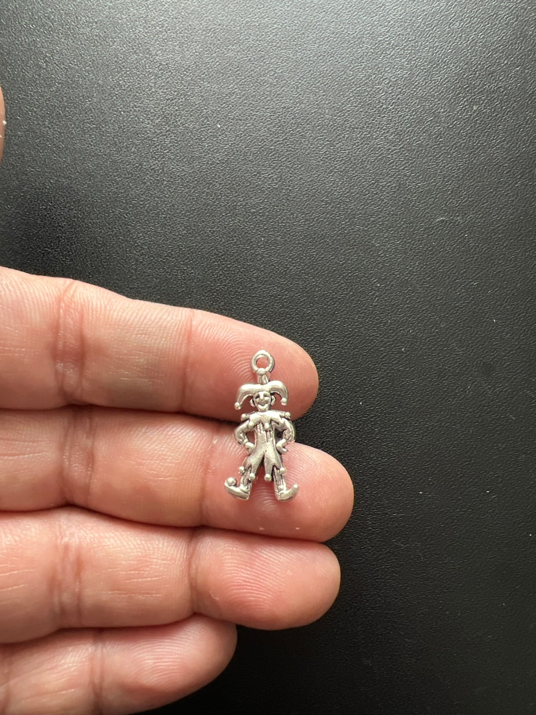 Antique Silver Clown Charm, 2D Joker Charm, 2D Jester Charm, Double ...