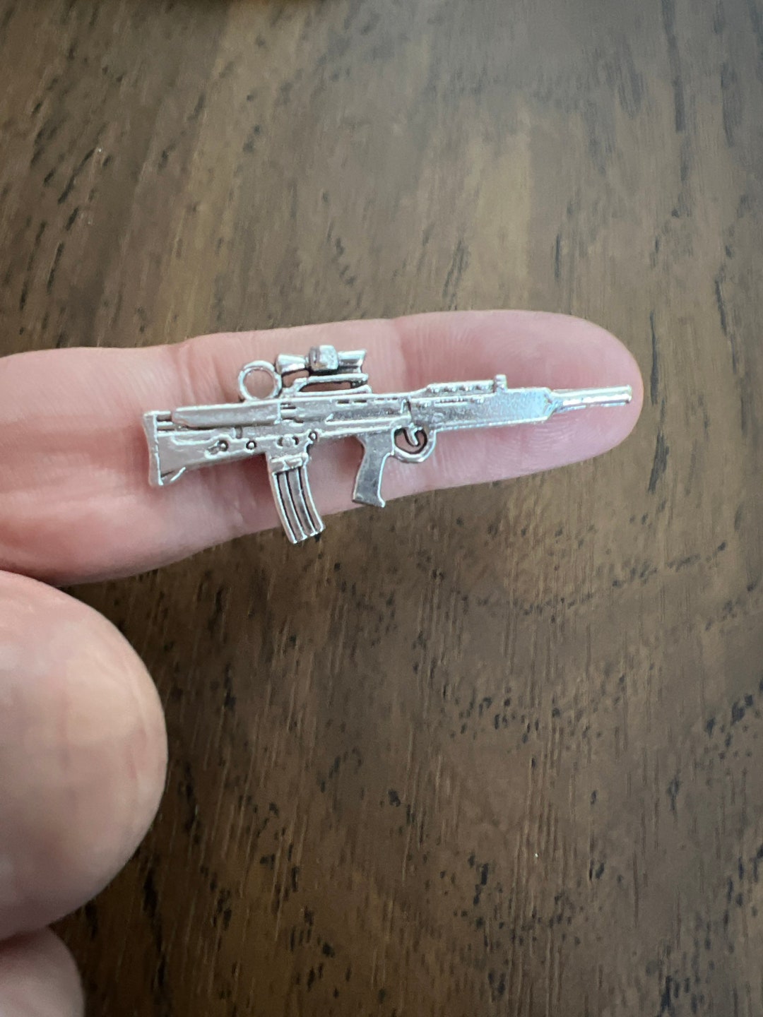 Submachine Gun Rifle Charm, Gun Rifle Charms, Antiqued Silver ...