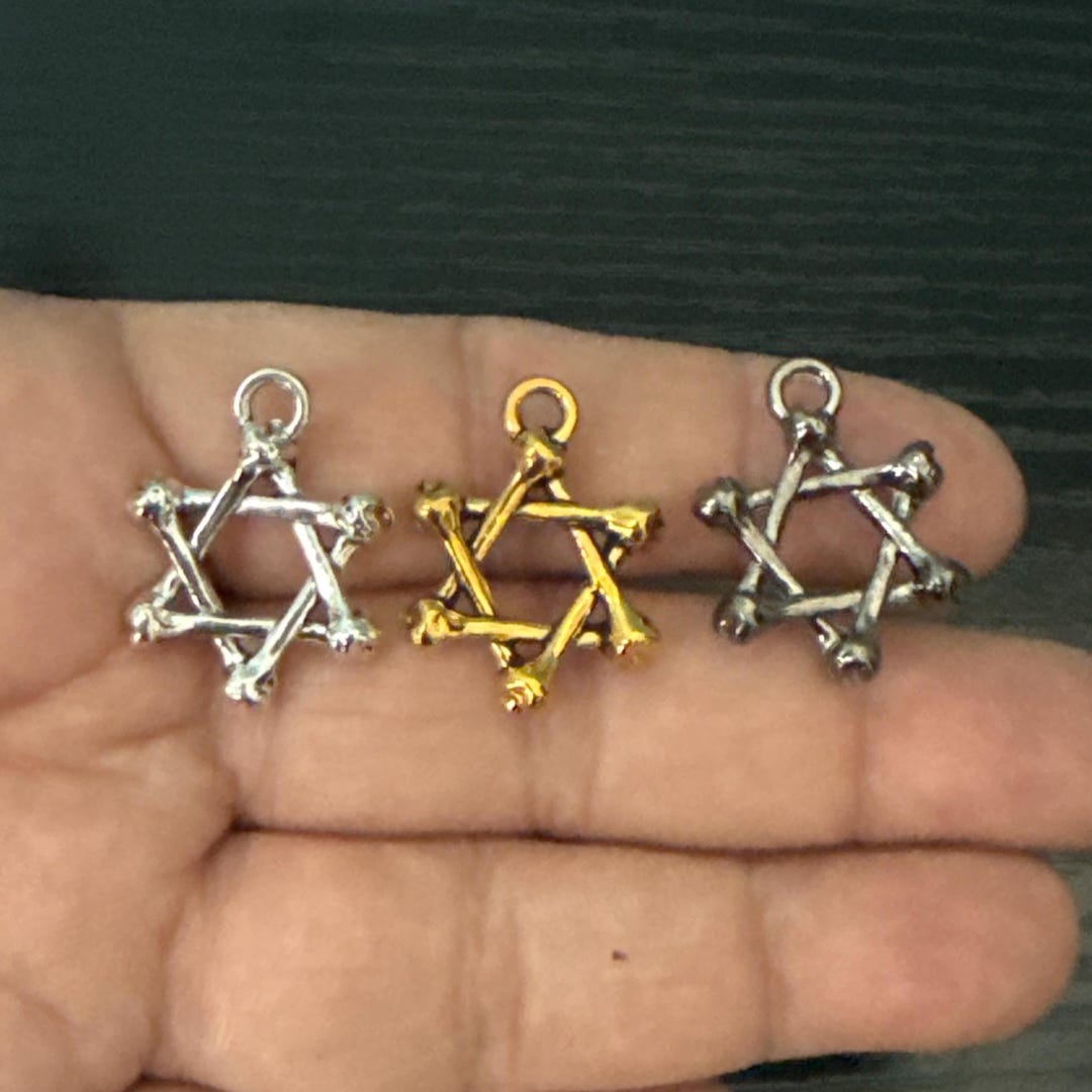 Skeletal Bone Star of David Charm: 3D Double Sided Pendant (25x20x6mm ...