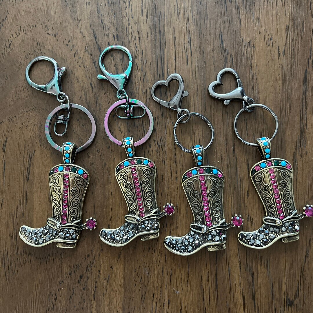 Gold Cowboy Keychain, Cowgirl Boot Keychain, Boot Keychain, Handbag ...