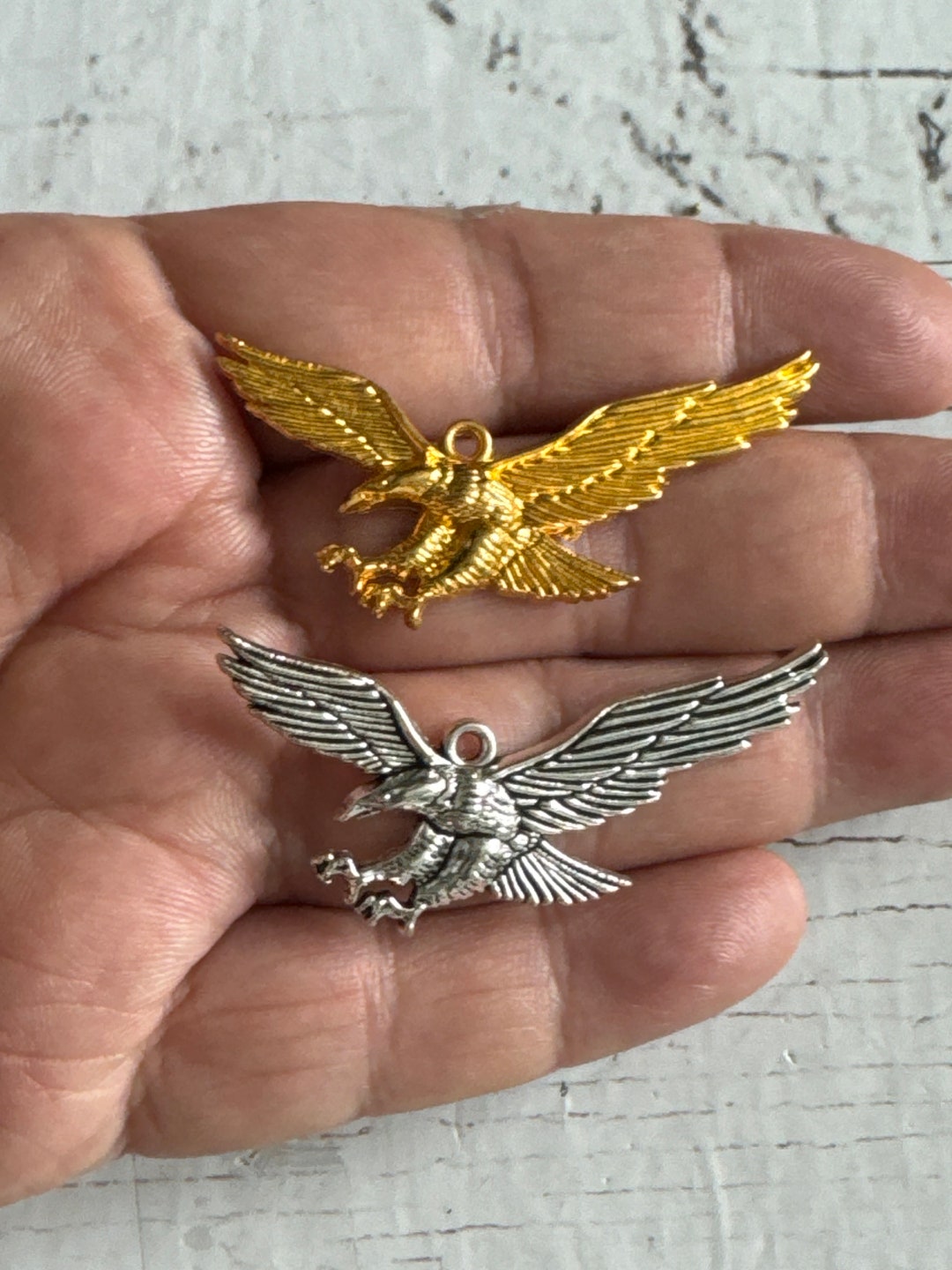 Silver Hawk, Silver Eagle Charm, Vintage Silver Hawk Eagle, Landing ...