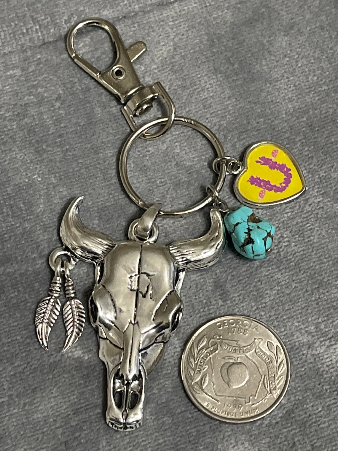 Boho Bull Keychain Western Style Keychain Handbag Charm | Etsy