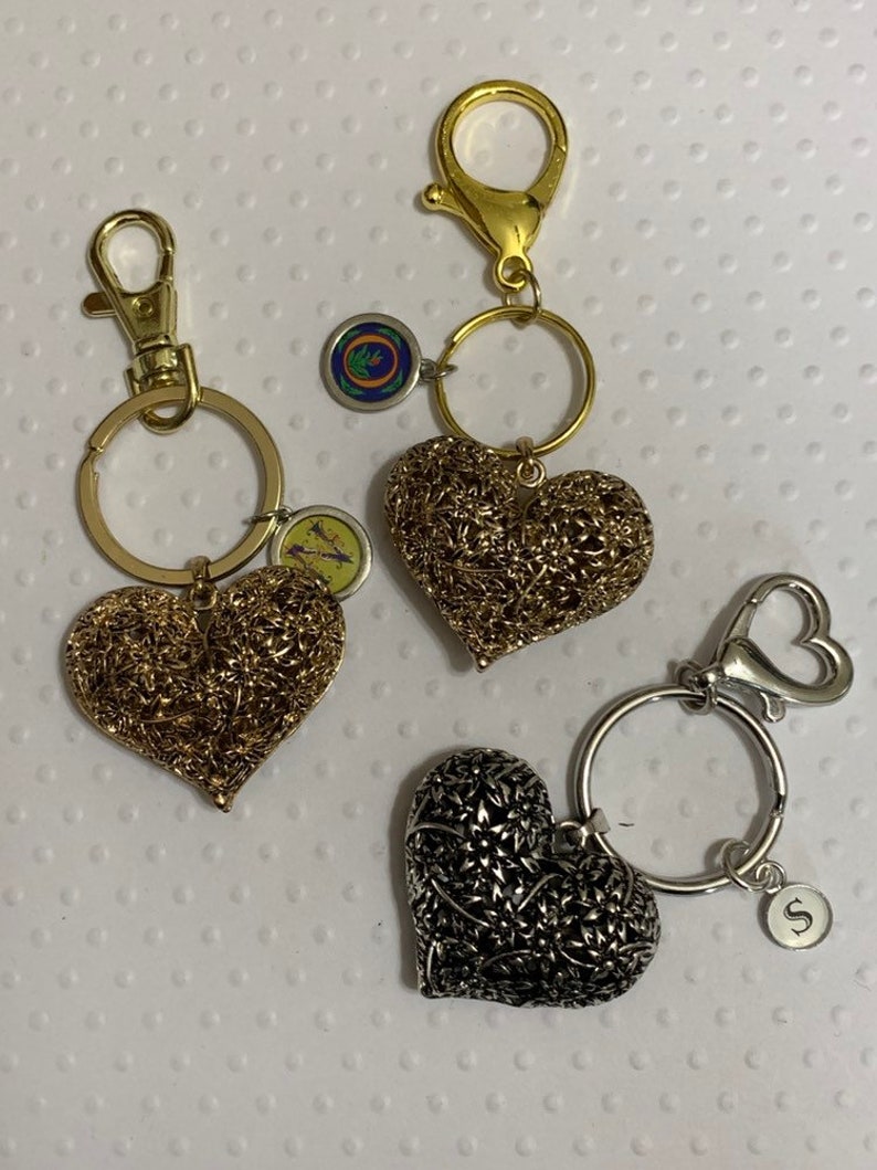 Heart Keychaingold Heart Keychain Heart Handbag Charm Mom - Etsy