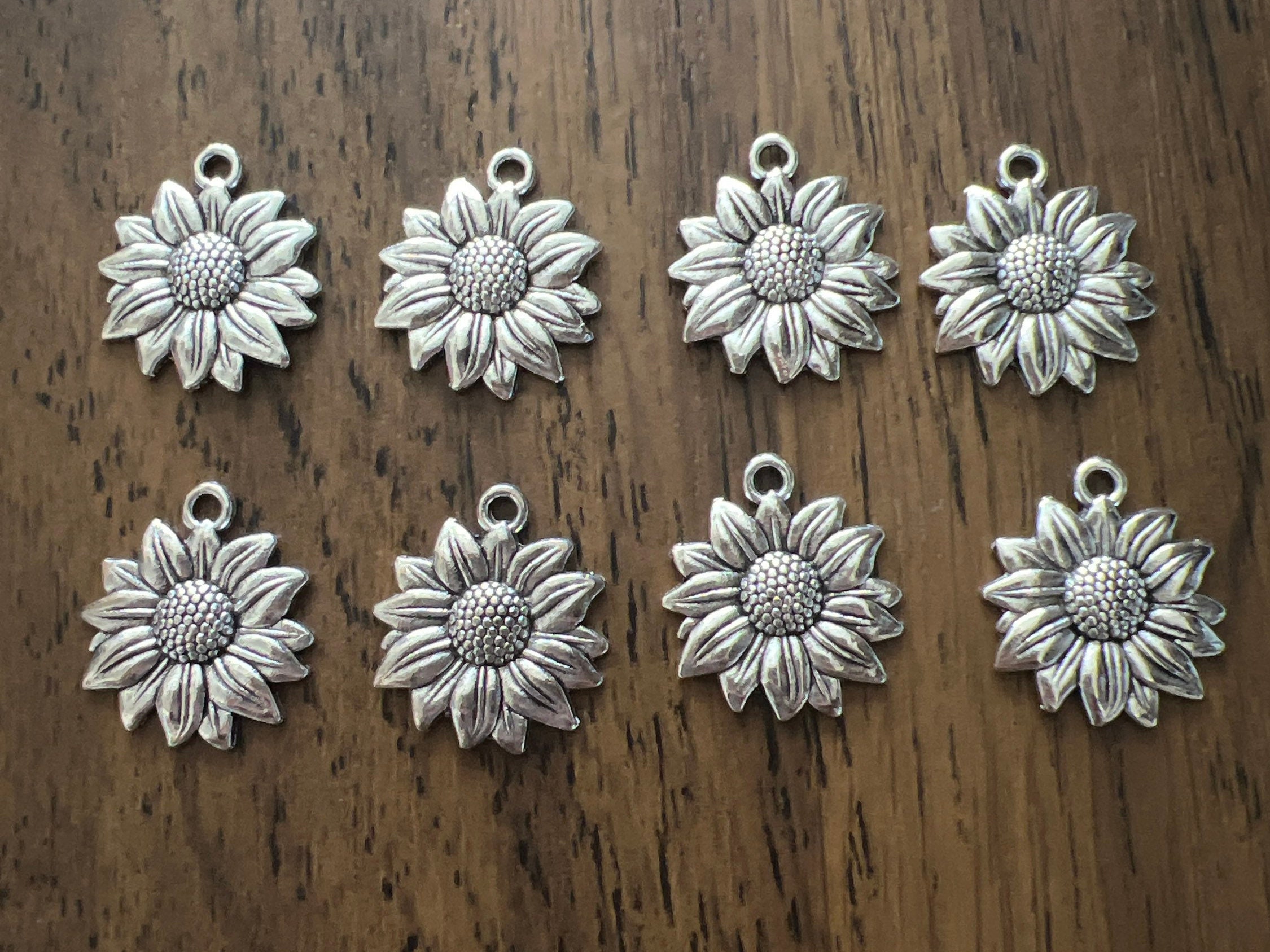 Sunflower Charms Silver Sunflower Charm Sunflower Flower - Etsy