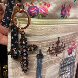 Ornate Rhinestone Cross Keychain, Ornate Keychain, Devotion Keychain ...