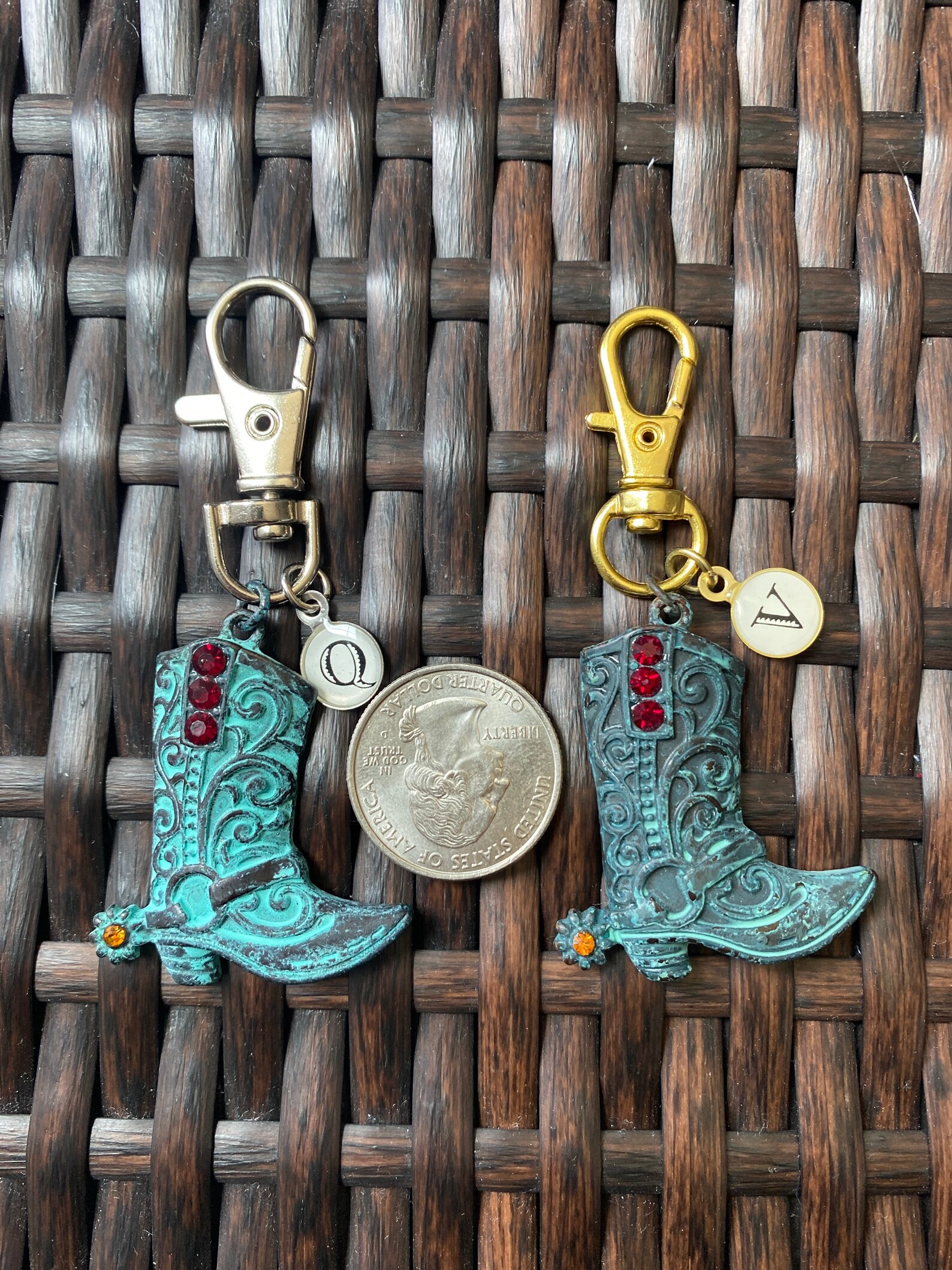 Blue Patina Cowboy Boot Zipper Pull Rhinestone Zipper Pull - Etsy