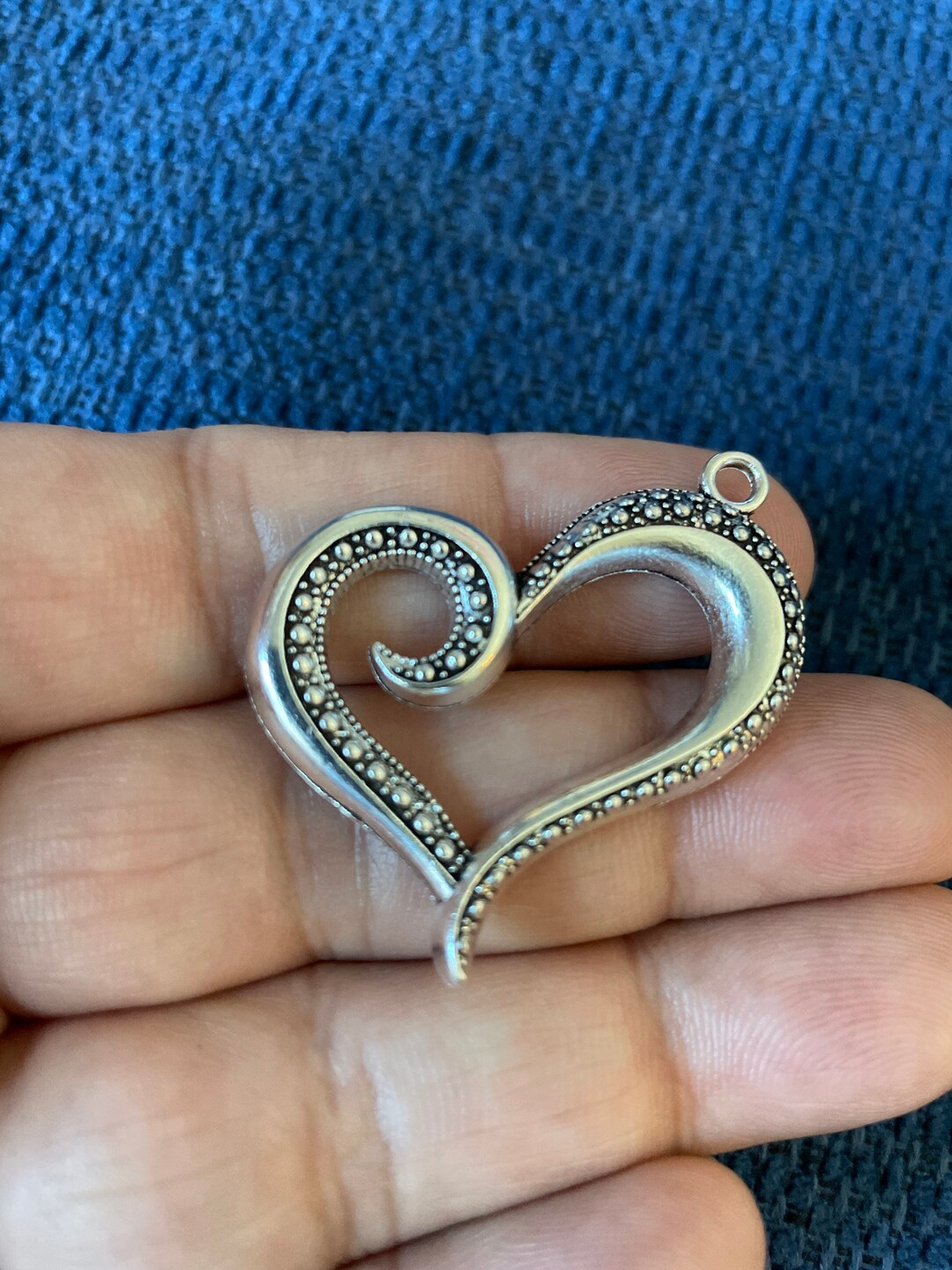 2D Heart Charms, Antique Tibetan Silver Heart, Love Hollow Heart Charms ...