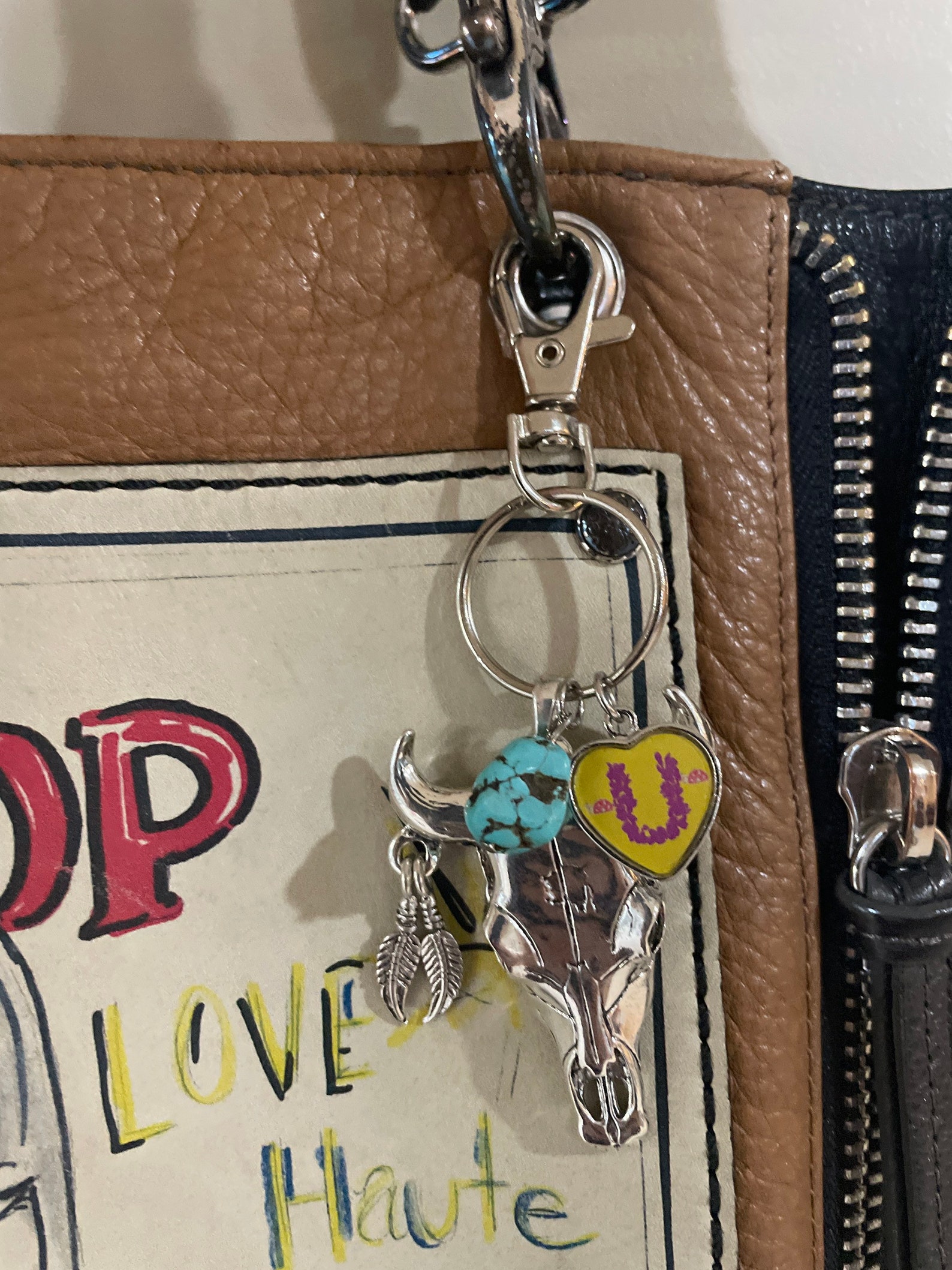 Boho Bull Keychain Western Style Keychain Handbag Charm | Etsy