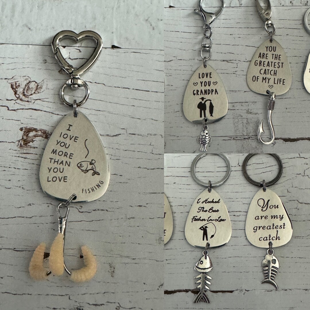 Stainless Steel Fishing Lure Keychain: Engraved Gift for Grandpa - Etsy