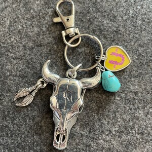 Boho Bull Keychain, Western Style Keychain, Handbag Charm, Cowboy ...