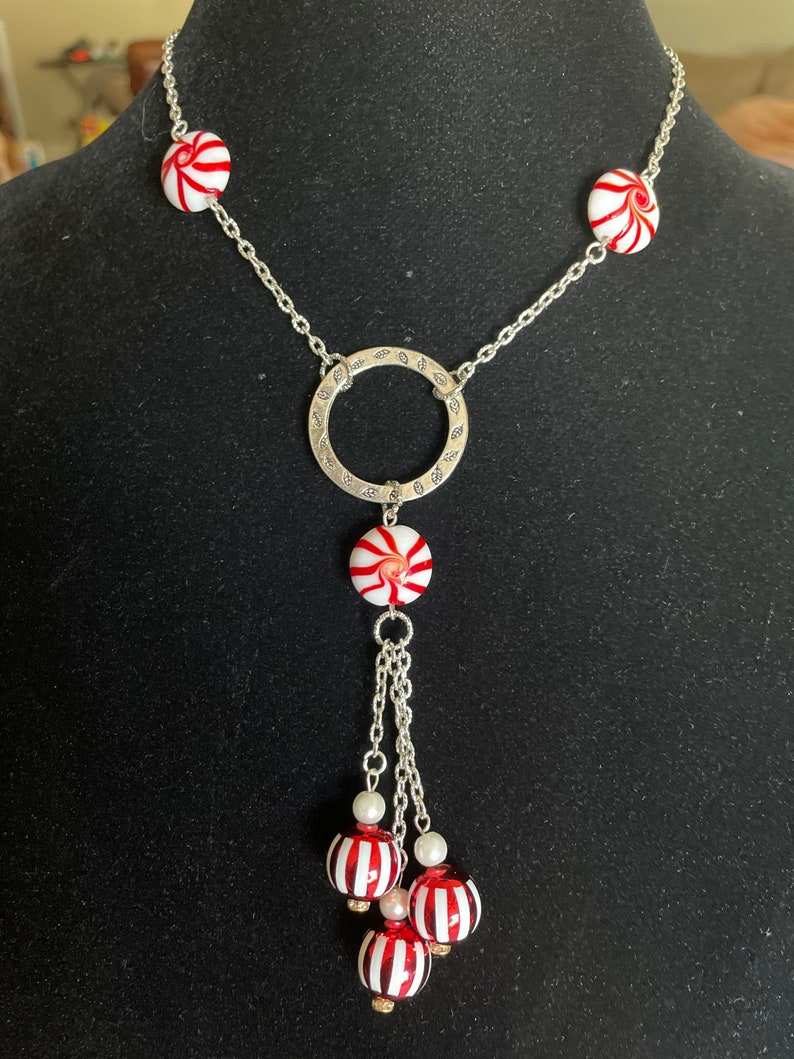 Candy Cane Necklace Holidays Necklace String Necklace Glass | Etsy