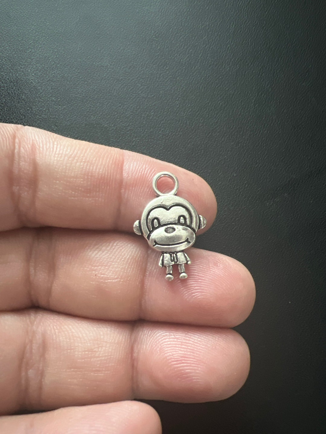 Antique Silver Monkey Charms, Double Sided Monkey Charm, Monkey Charm ...