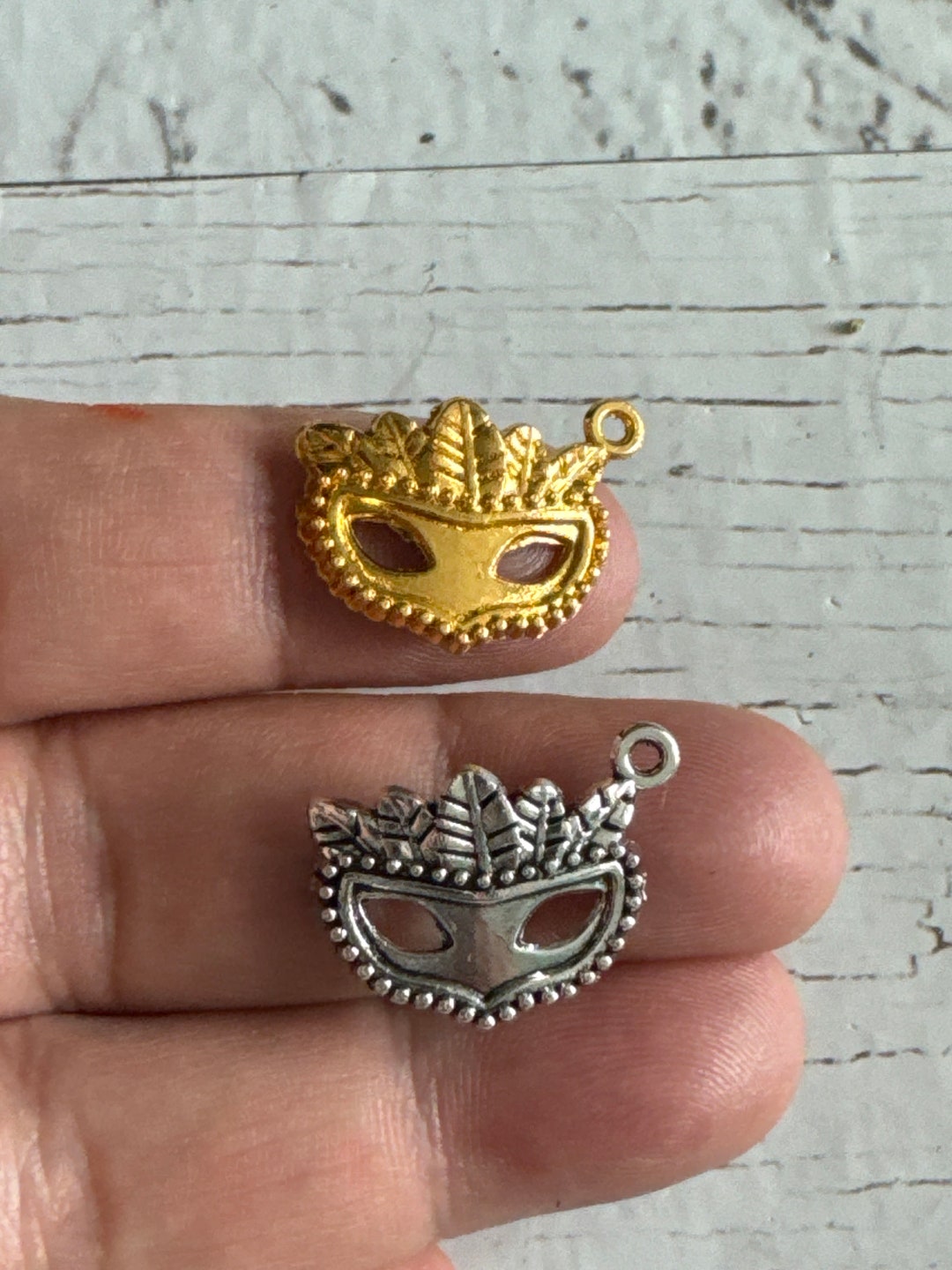 Silver Masquerade, Party Mask Charms, Gold Masquerade Charm, Silver ...