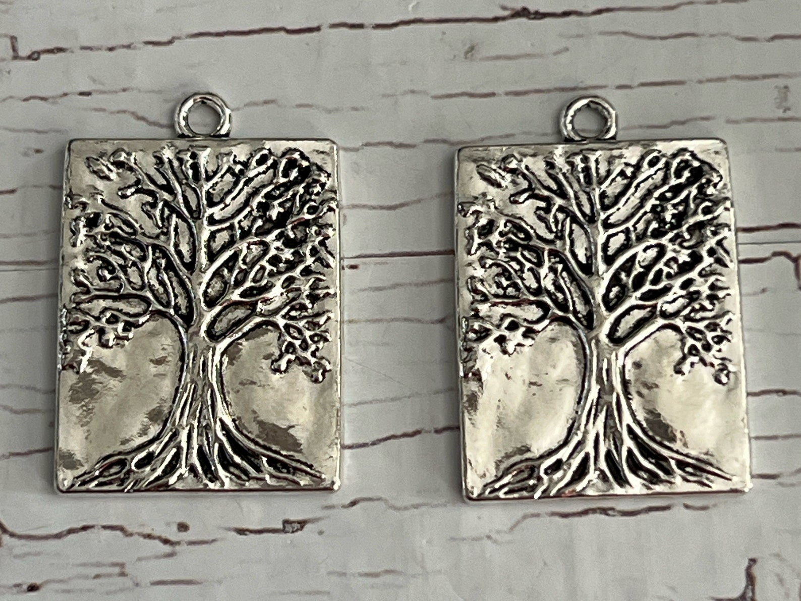 Antique Silver Tree of Life Charm: Rectangular Pendant (32x22mm) - Etsy