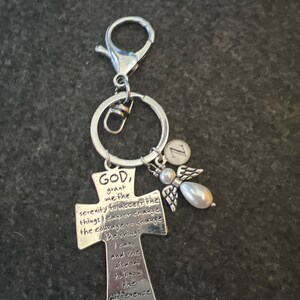 Religious Keychain, Serenity Prayer Cross Keychain, Devotion Keychain ...