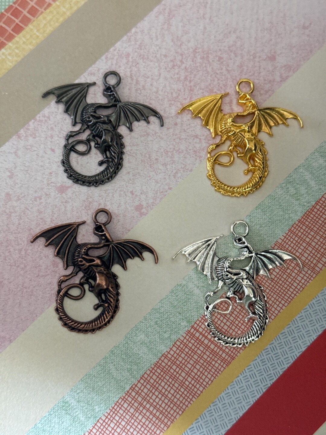 Winged Dragon Charm: 2D Yinglong Zinc Alloy Pendant (45x43mm) - Etsy
