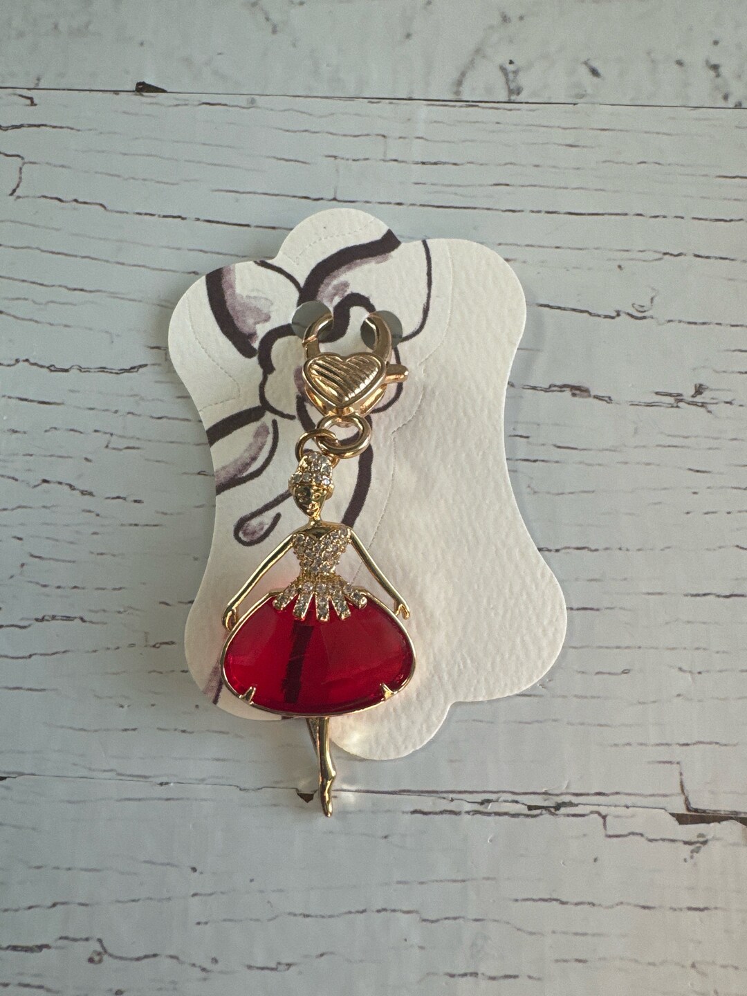 Rhinestone Ballet Dancer Zipper Pull: Red Gem, Gold Metal Charm - Etsy