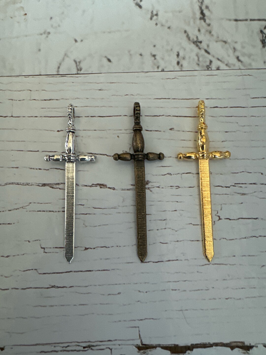 Gold Sword Charms, Long Fencing Sword, Bronze Sword Fencing Charm ...