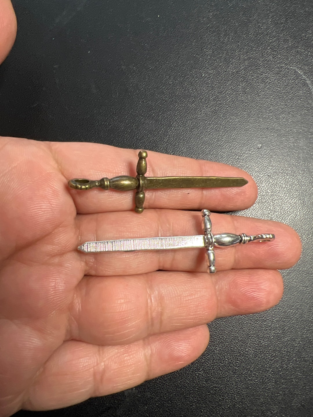 Silver Sword Charms, Long Fencing Sword, Bronze Sword Fencing Charm ...