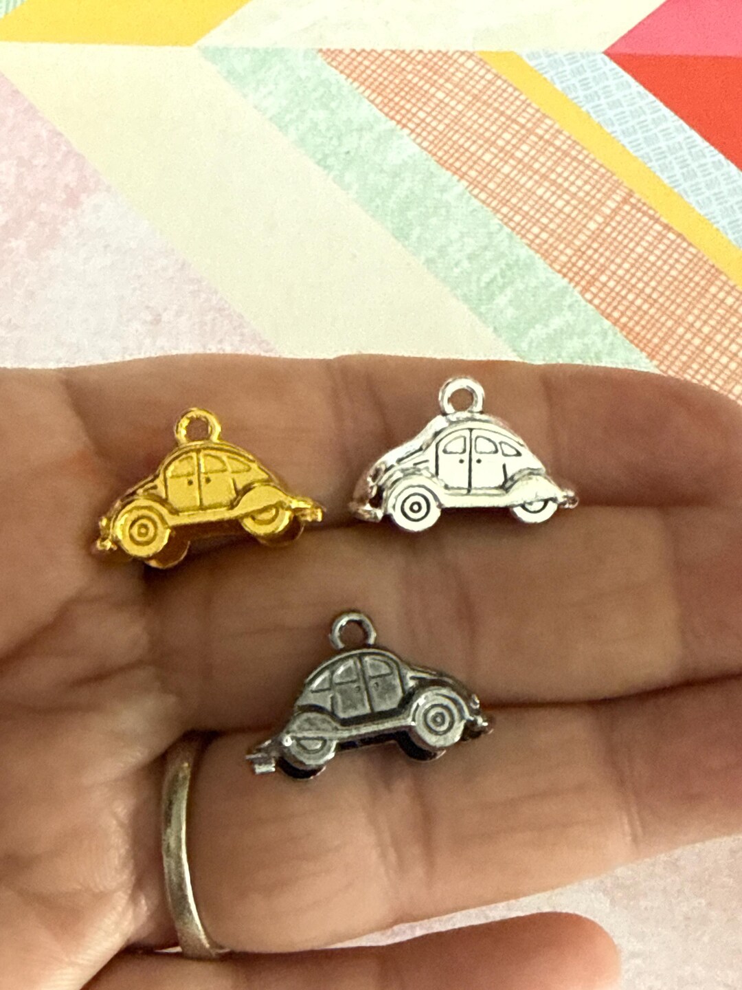 3D Hollow Car Charm, 3D Volkswagen Charm, Gold Car Charm, Volkswagen ...