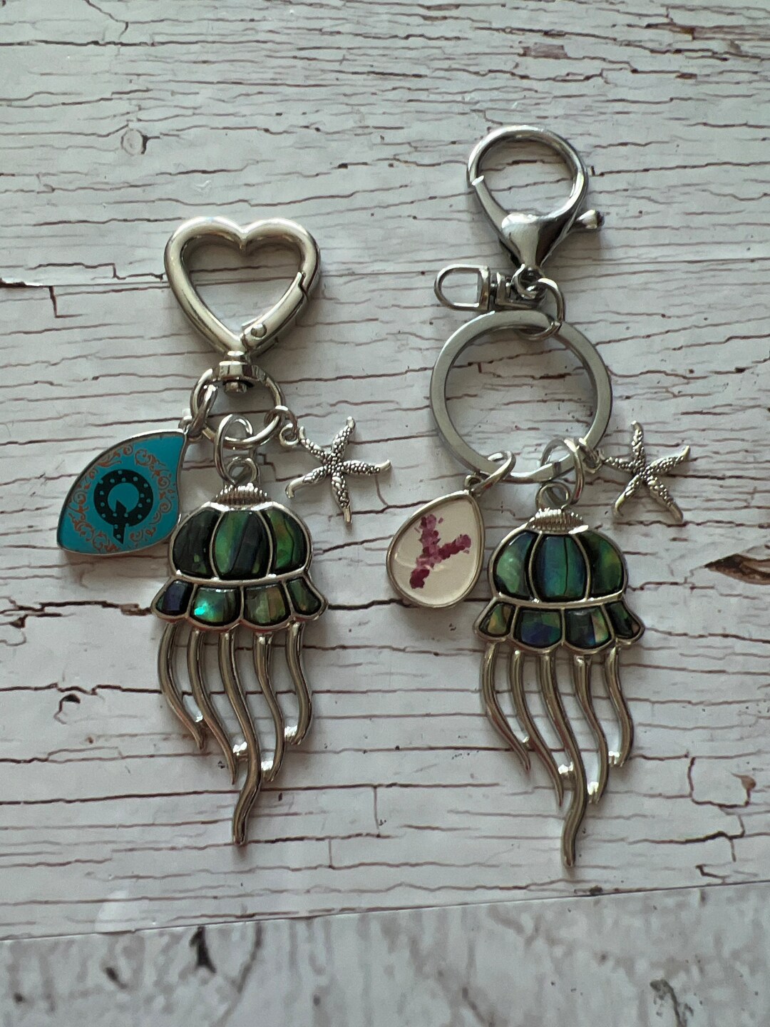 Abalone Jellyfish Keychain, Sea Animal Keychain, Jellyfish Keychain ...