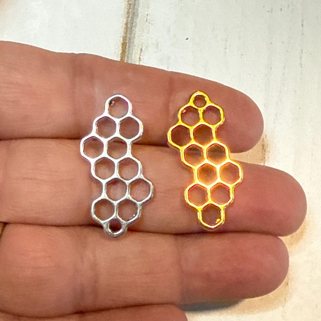 Bee Honeycomb Charm, Honey Beehive Charms, Antique Silver Pendants ...