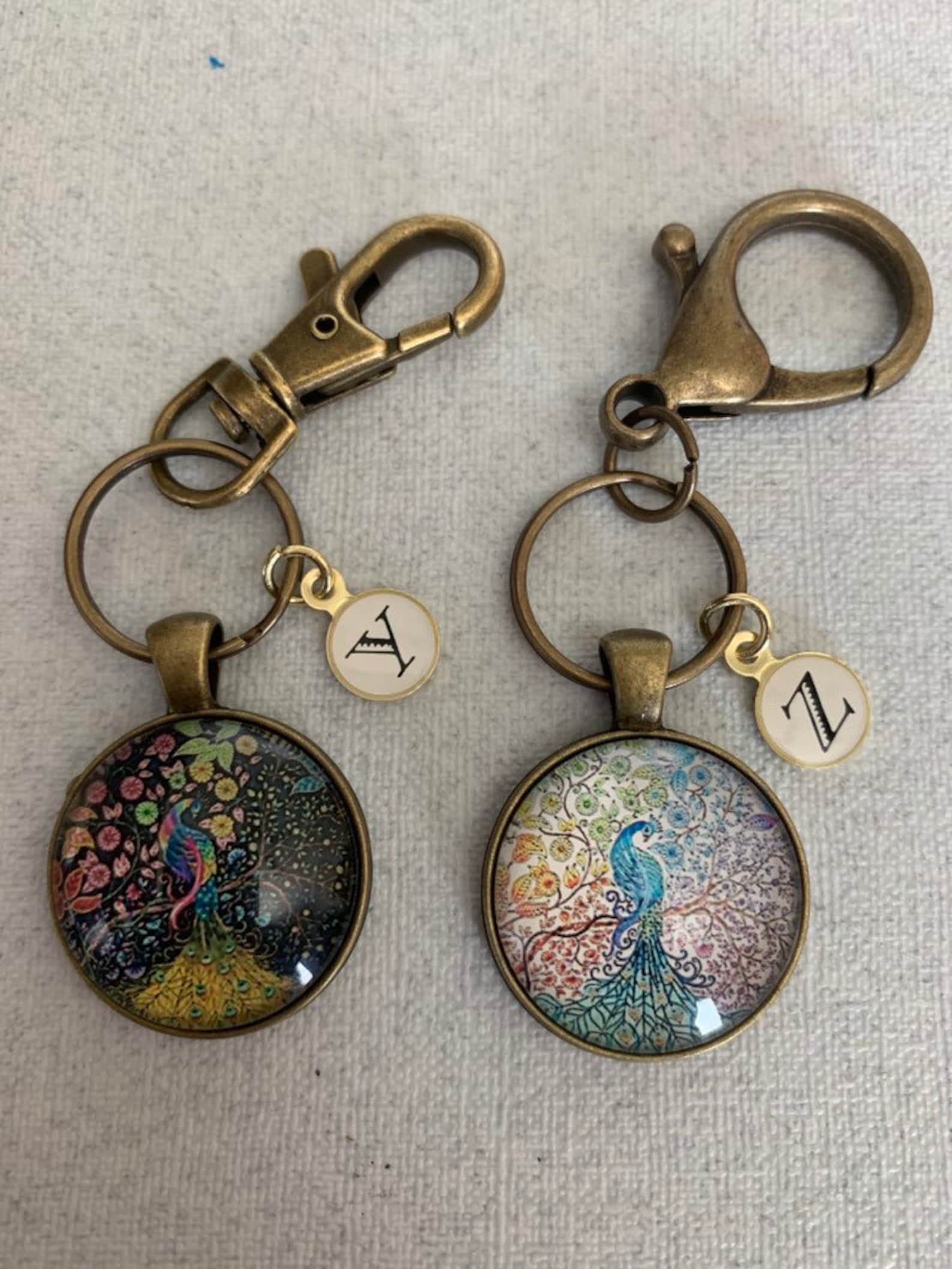 Blue Peacock Keychain Colorful Peacock Keychain Peacock - Etsy