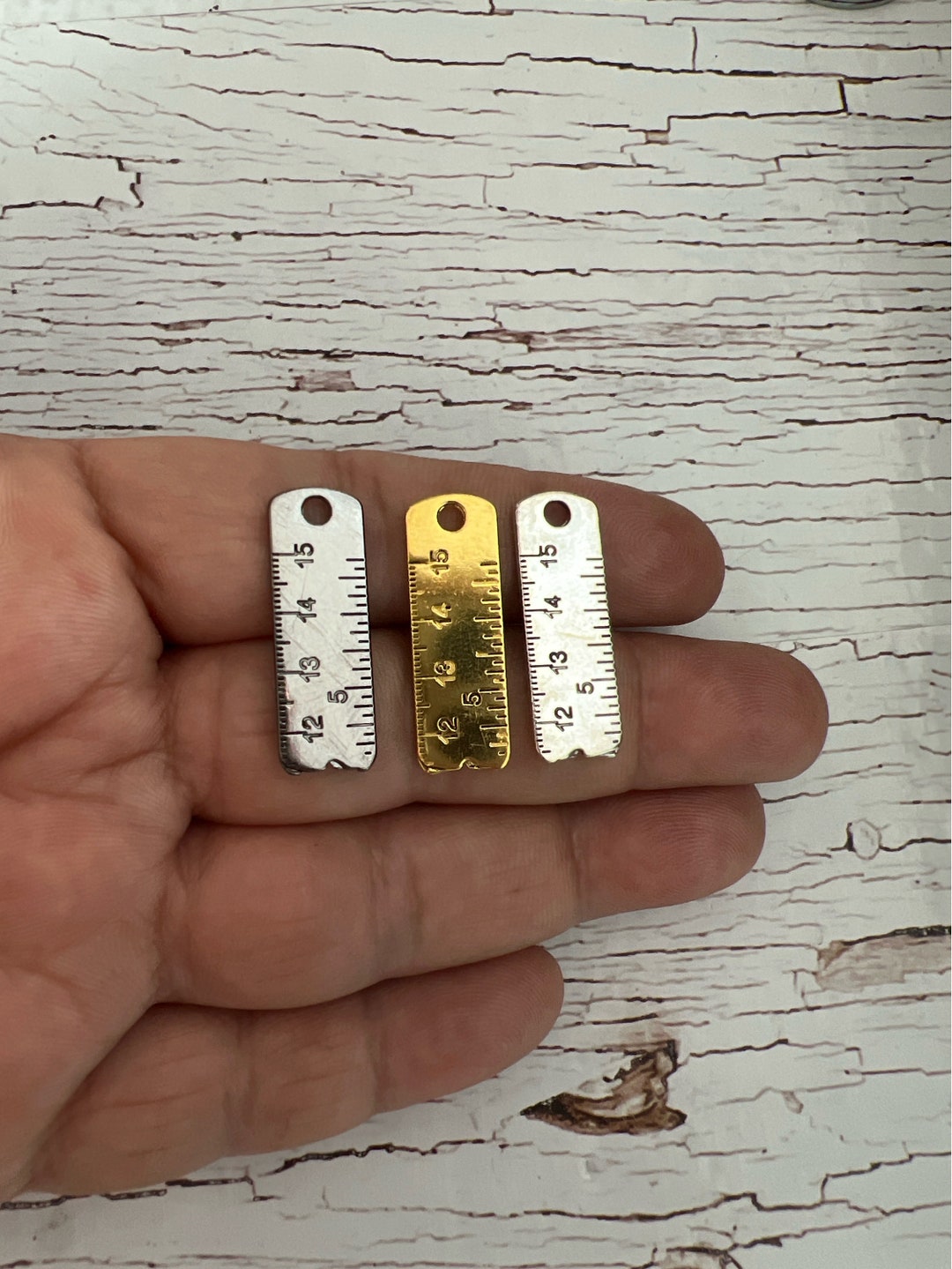 Ruler Charm, Silver Ruler, Gold Ruler, Gun Metal Ruler, Double Sided ...