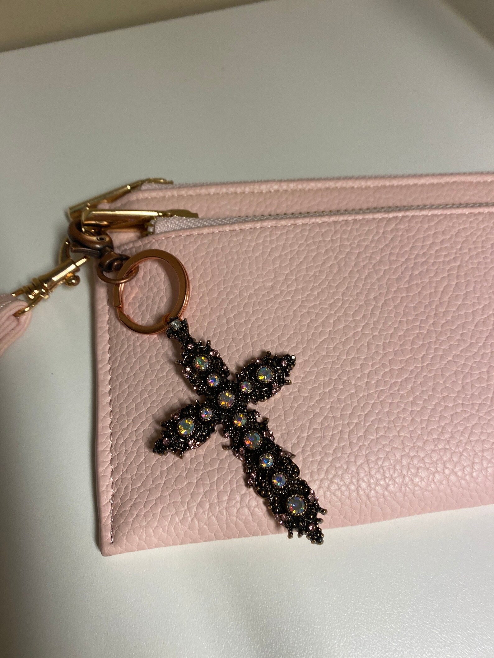 Ornate Rhinestone Cross Keychain Ornate Keychain Devotion - Etsy