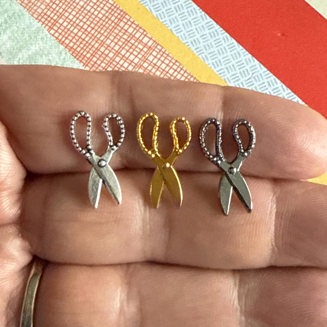 Double Sided Scissor Charm: Sewing, Barber, Bronze, Silver, Gold ...