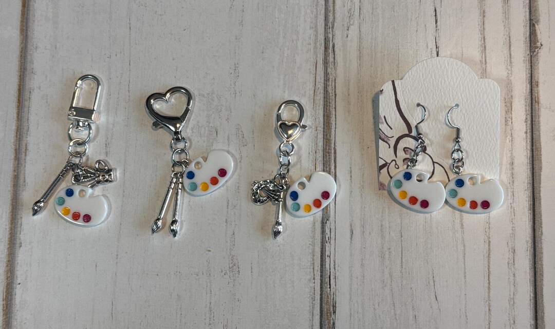 Paint Palette & Brushes, Art Zipper Pull, Paint Palette Purse Charm ...