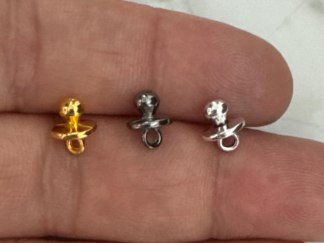 3D Tiny Baby Pacifier, Tiny Silver Pacifier Charms, Soother Charm ...