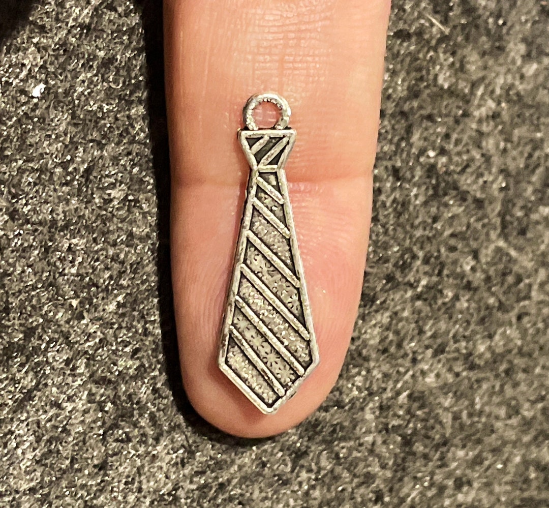 Neck Tie Charms, Vintage Silver Neck Tie Charm for Jewelry, Tie Charms ...