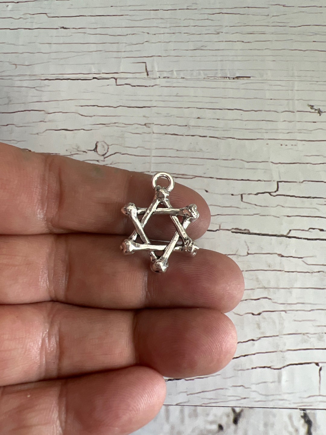 3D Star of David Bone Star Charm, Antique Silver Charm, Double Sided ...