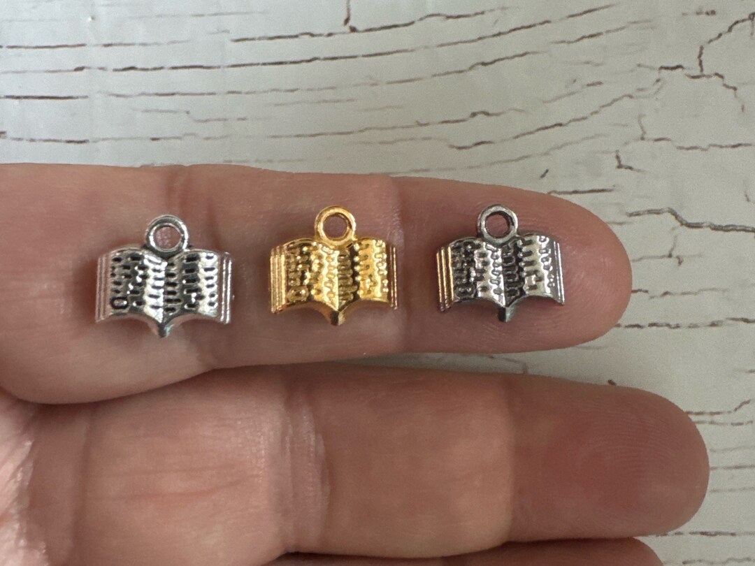 Silver Mini Book, Open Holy Bible, Book Bible Charm, Religious Charms ...