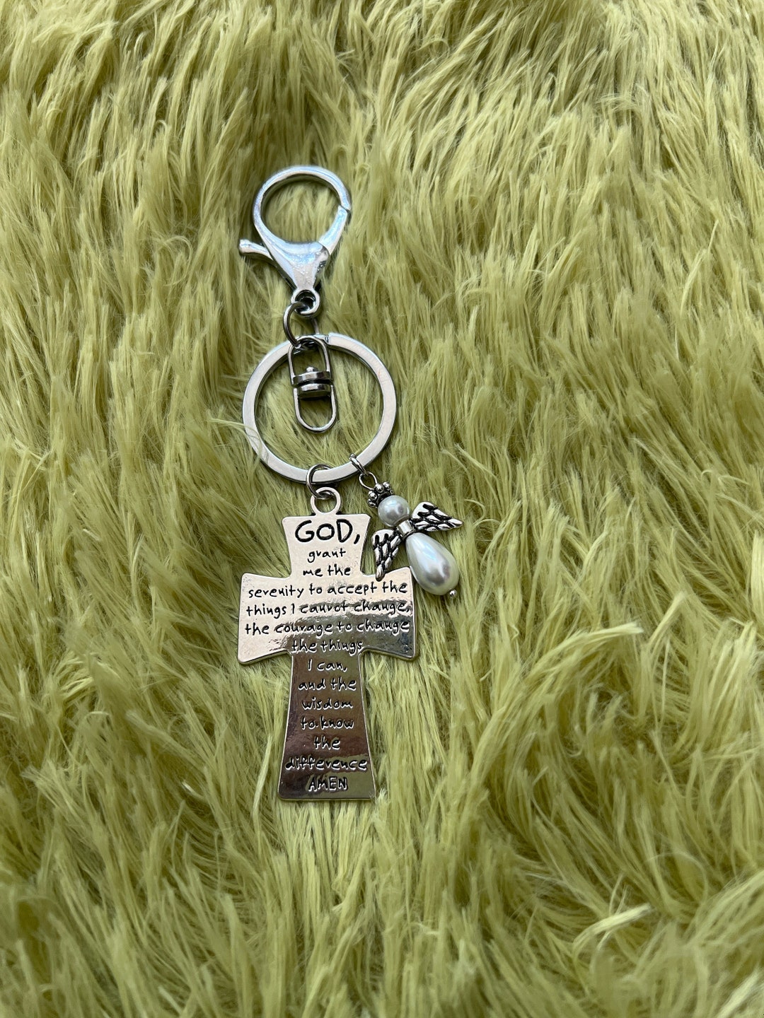 Religious Keychain, Serenity Prayer Cross Keychain, Devotion Keychain ...