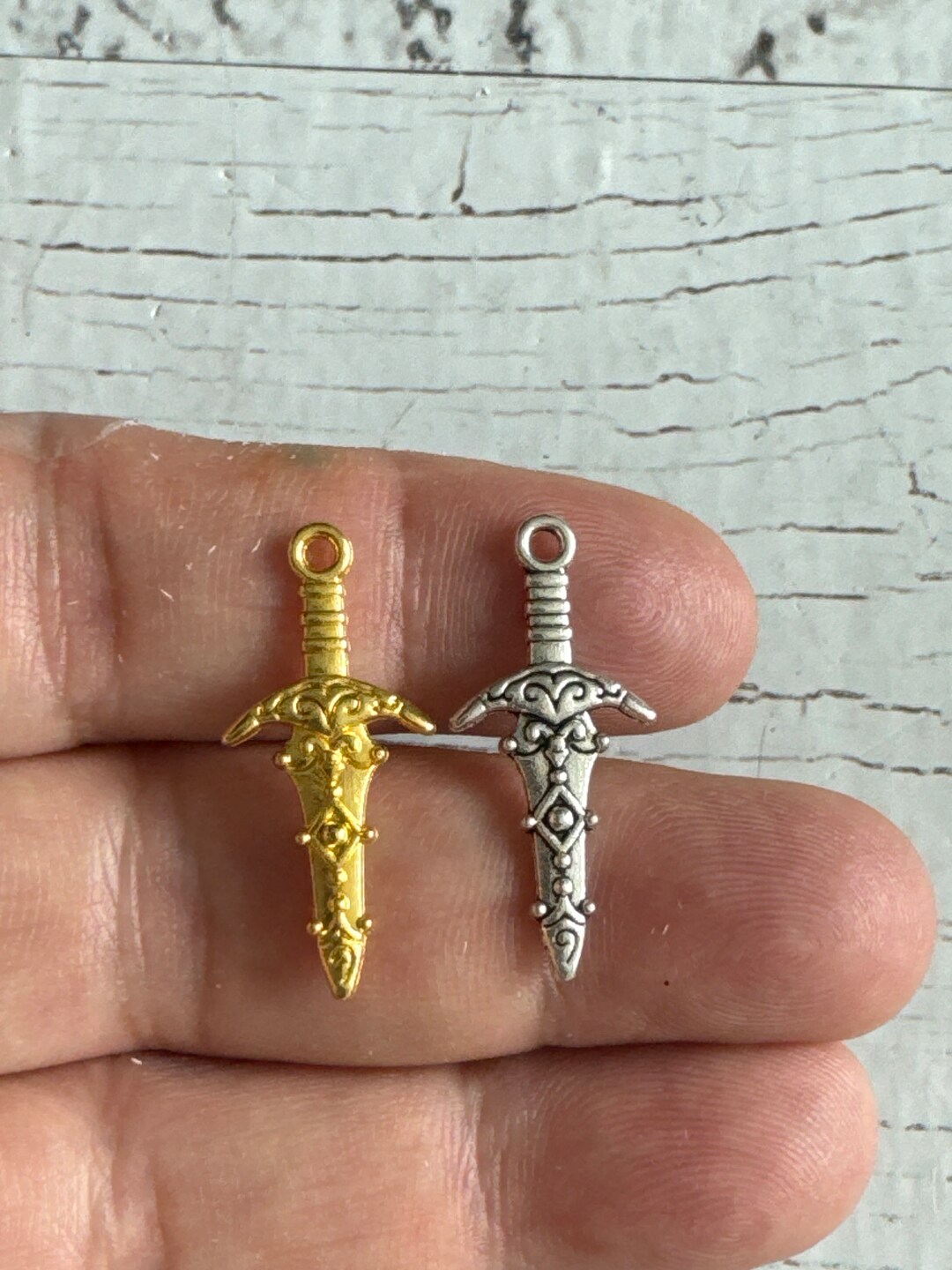 Antique Silver Sword, Alloy Dagger Charms, Ornate Sword Charms, Weapon ...