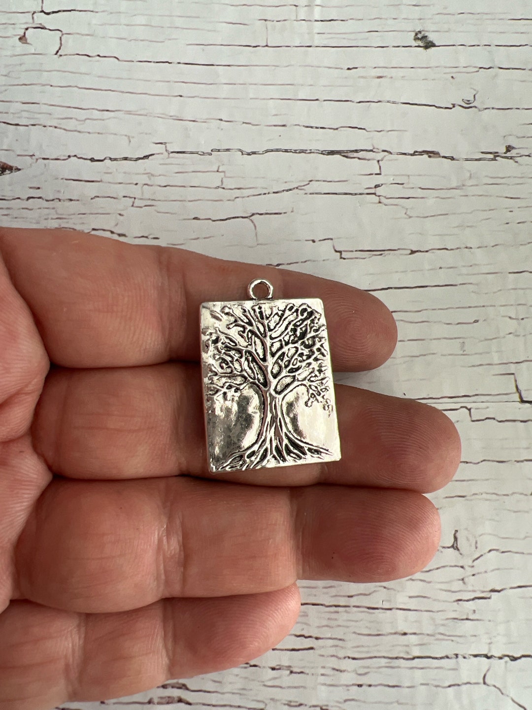Antique Silver Tree of Life Charm: Rectangular Pendant (32x22mm) - Etsy