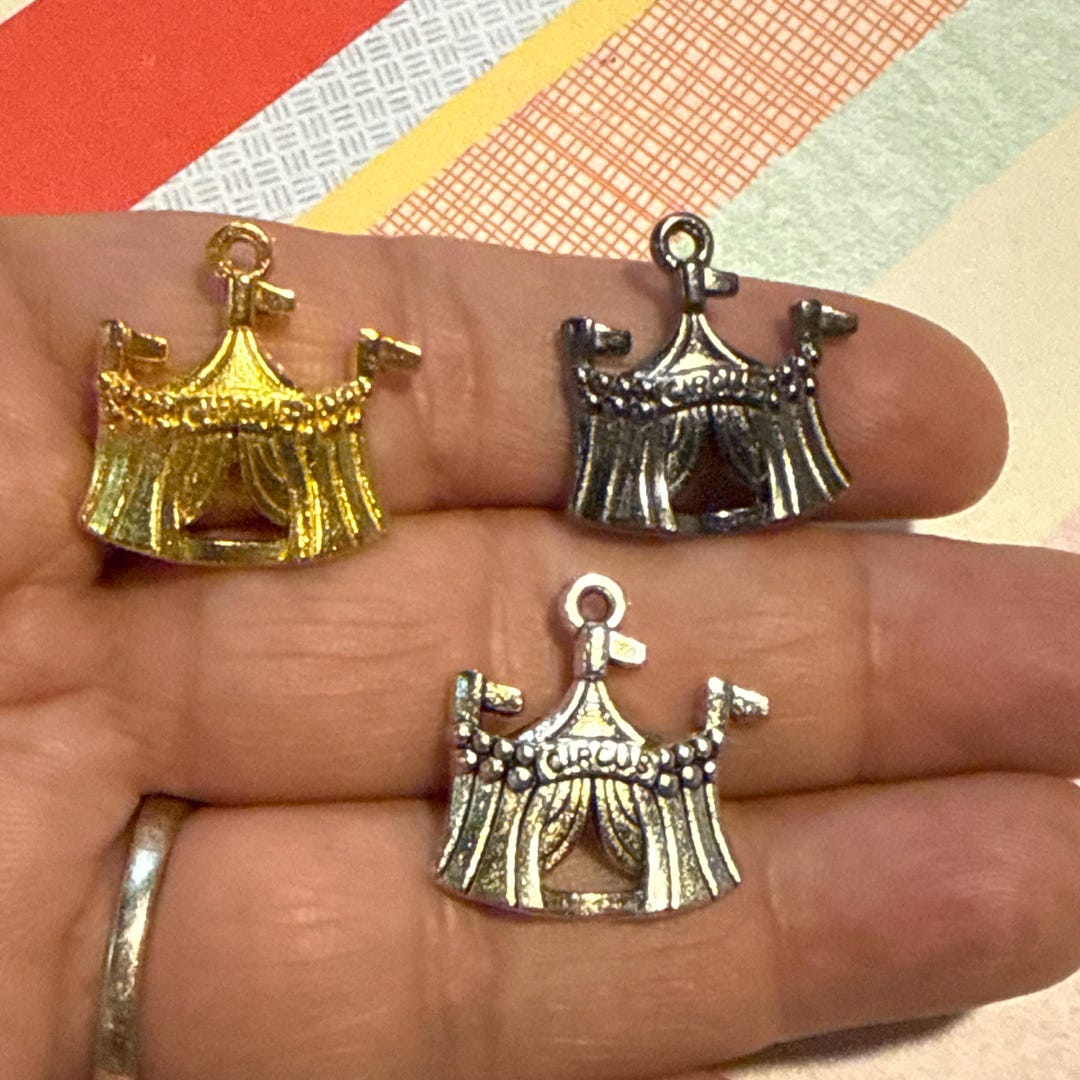 Antique Silver Circus Tent Charms, Gun Metal, Gold Silver Pendants ...
