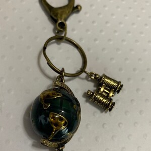 Globe Keychain, Explorer Keychain, Binoculars Keychain, Purse Charm ...