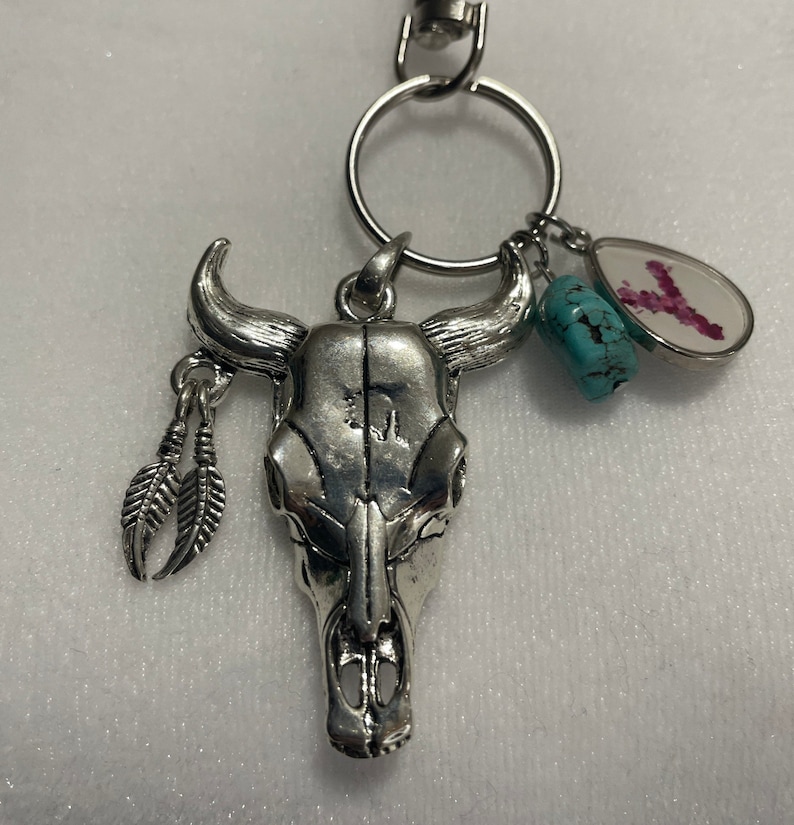 Boho Bull Keychain Western Style Keychain Handbag Charm - Etsy